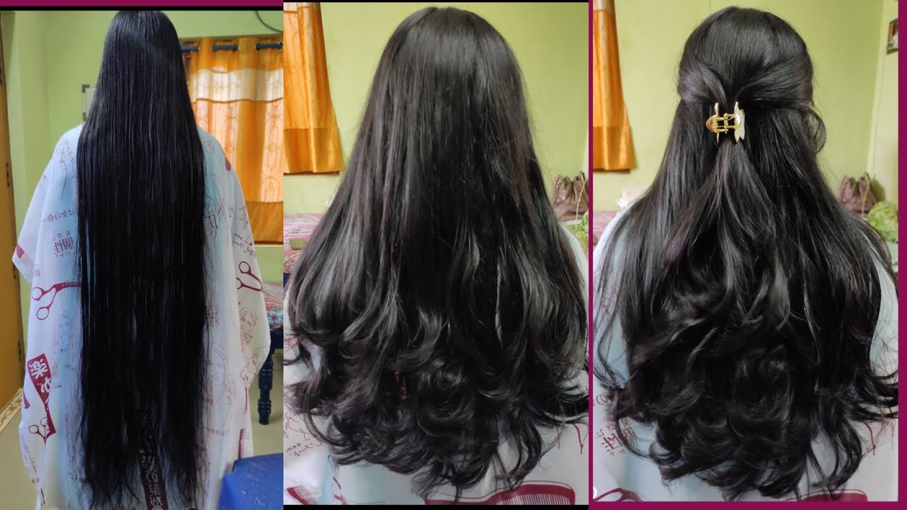 long step hair cut - YouTube