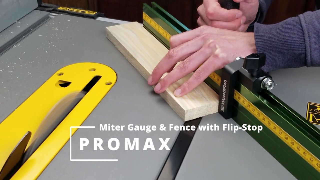 Miter Gauge & Fence with Flip-Stop PROMAX WoodFan - YouTube