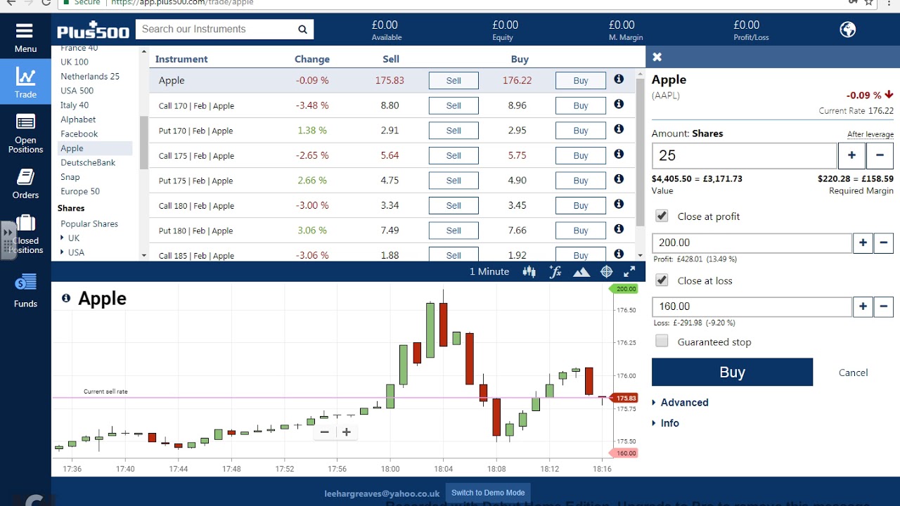 Opening a trade on the Plus 500 platform - YouTube