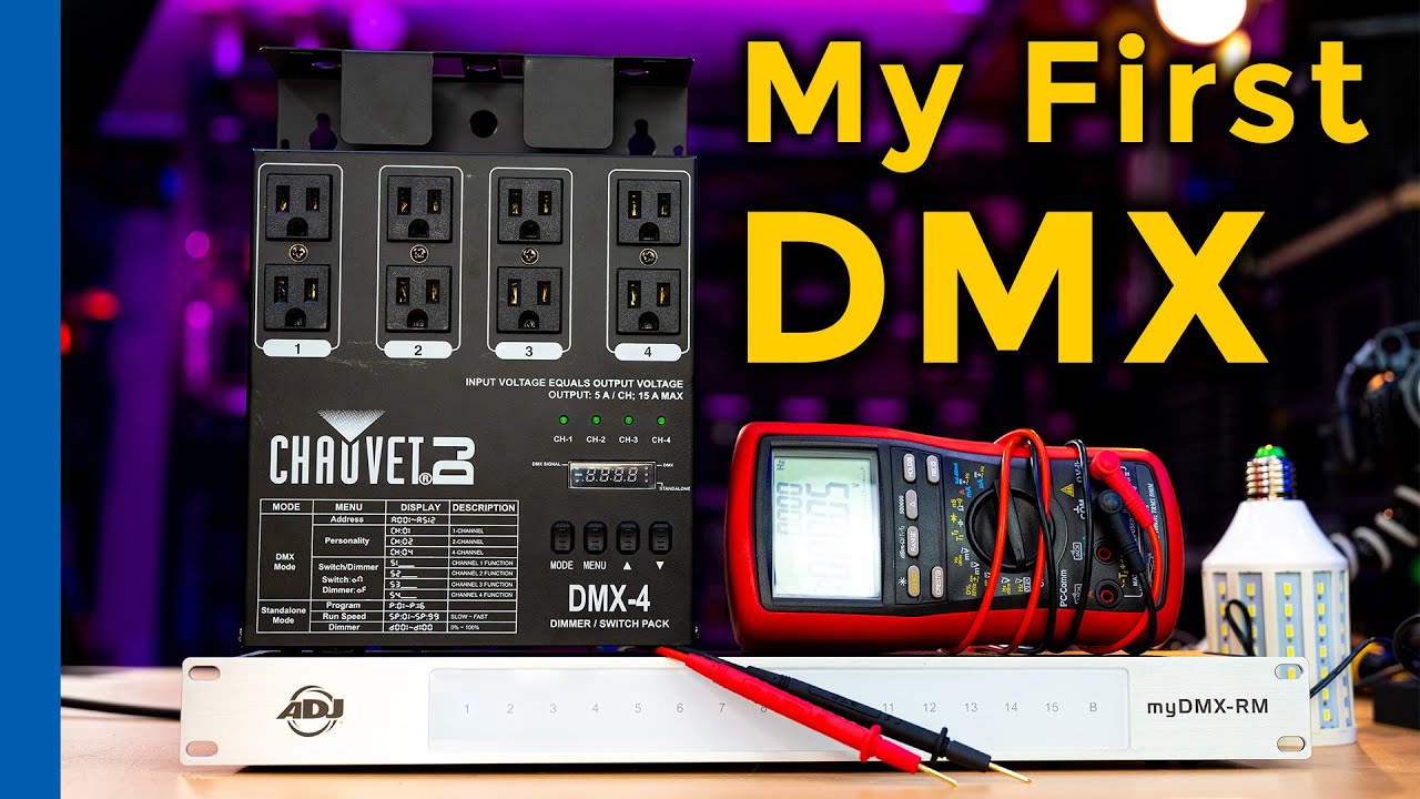 DMX for the Basement - Chauvet DJ DMX-4 and ADJ myDMX-RM - YouTube