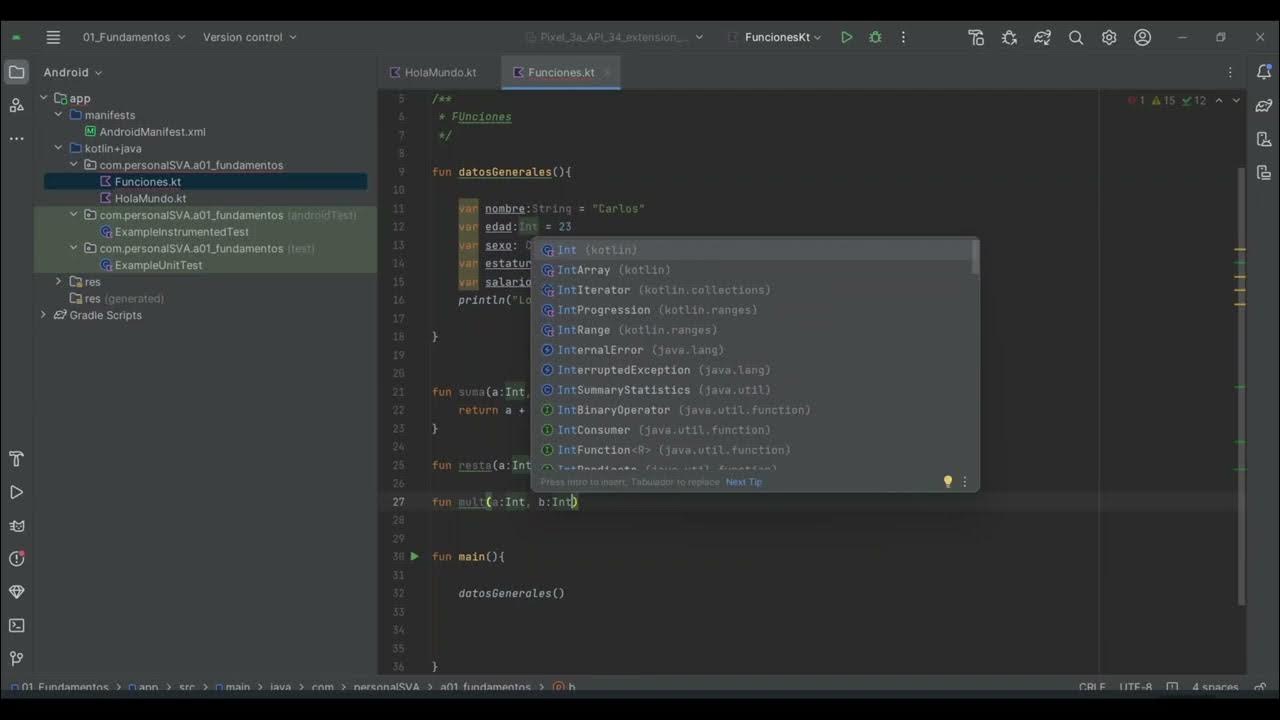 3. Ejemplo para el desarrollo de Funciones en Kotlin - YouTube