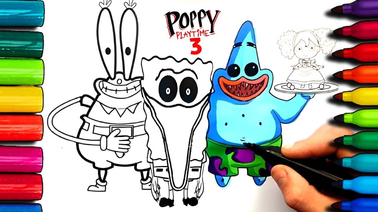 Poppy Playtime NEW Monsters Coloring Pages | Sponge Bob + Poppy ...