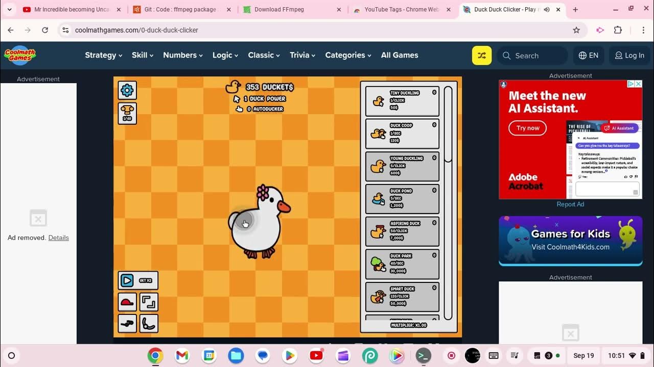 Playing Duck Duck Clicker In Cool Math Games - YouTube
