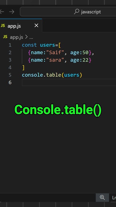 Stop Using console.log! Try console.table() in JavaScript 🔥 #javascript #shorts - YouTube