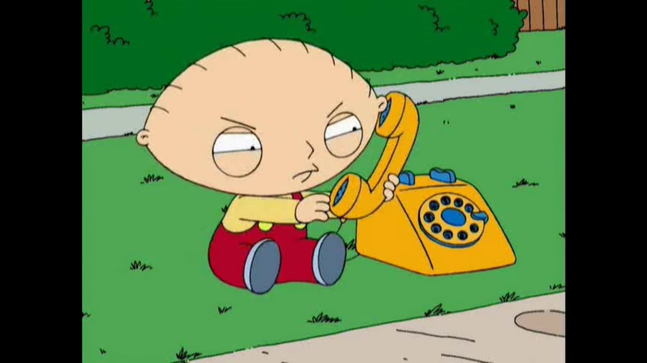 Stewie tries to talk on his sesame street phone - YouTube
