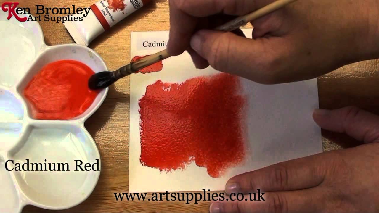 Ken Bromley Artists' Watercolour Cadmium Red - YouTube