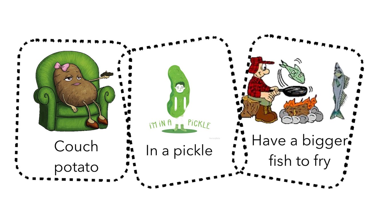 Idioms 6- Couch potato - in a pickle - have a bigger fish to fry - YouTube