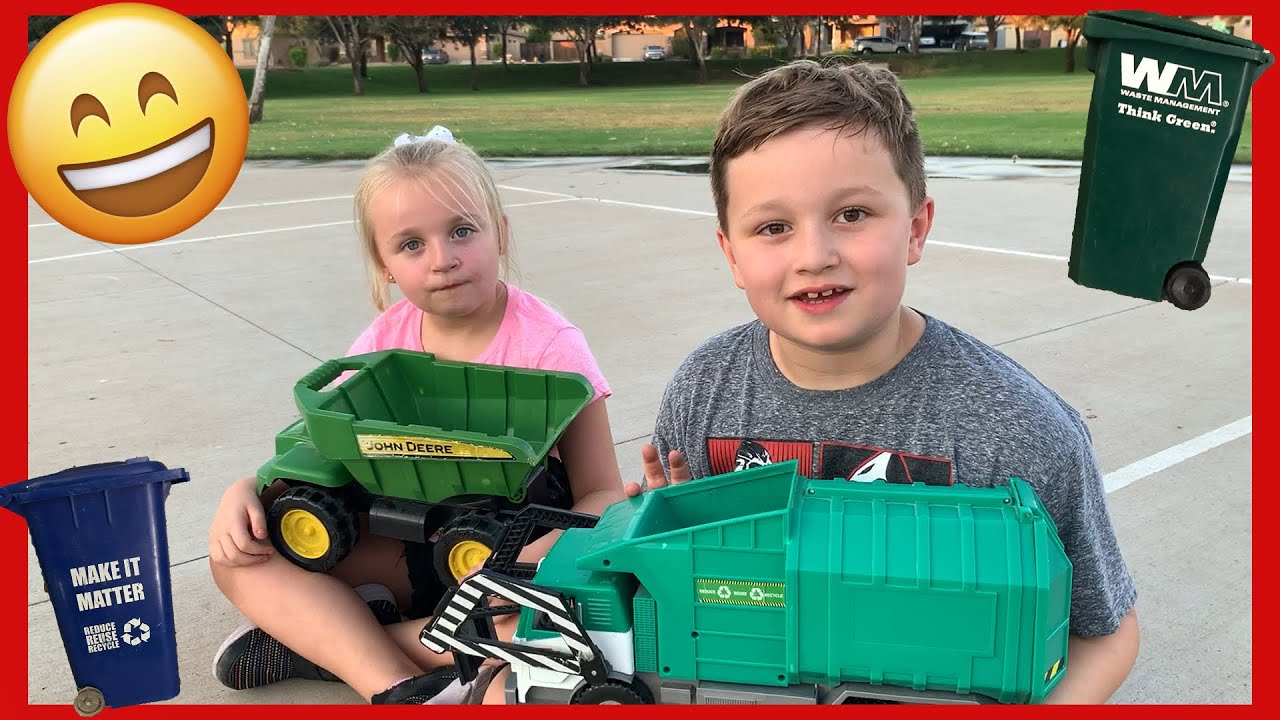 Toy Garbage & Recycle Trucks - and Mini Bins! | Video For Children ...