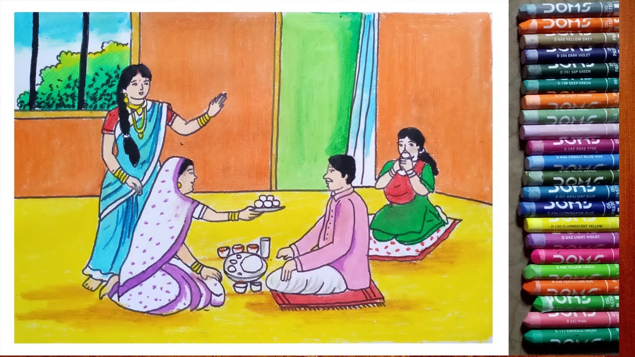 Jamai Sasthi Special Drawing Step By Step | জামাই ষষ্ঠী অঙ্কন ...