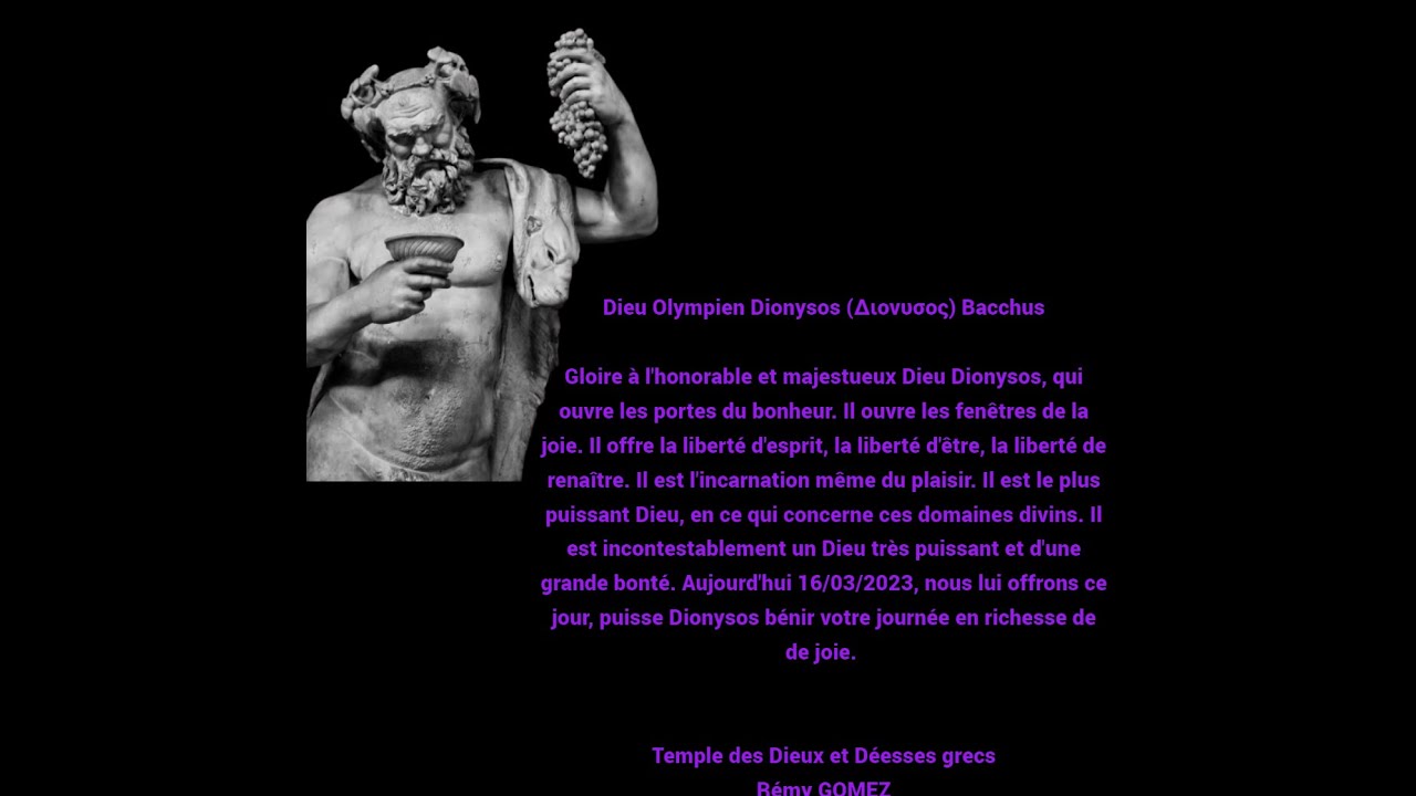 Magnifique et généreux Dieu Dionysos Bacchus Διονυσος - YouTube