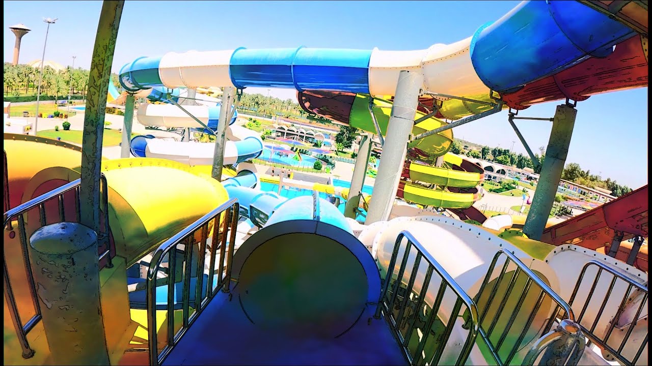 Scary Blue Water Slide At Sports Village 🤩4K - YouTube