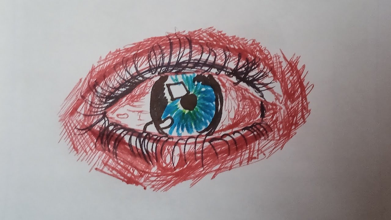 How to Draw Realistic Blue Eyes with Tear. Watch Steps by Step - YouTube