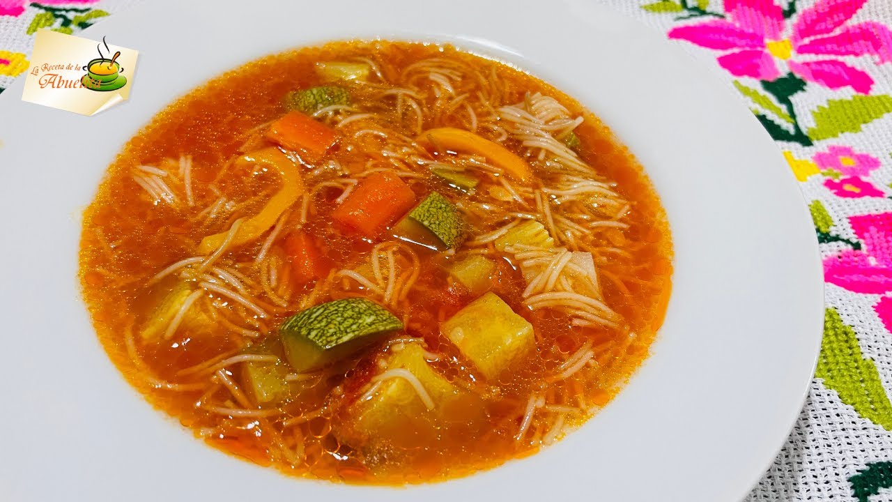 Sopa de fideo con verduras deliciosa receta - YouTube