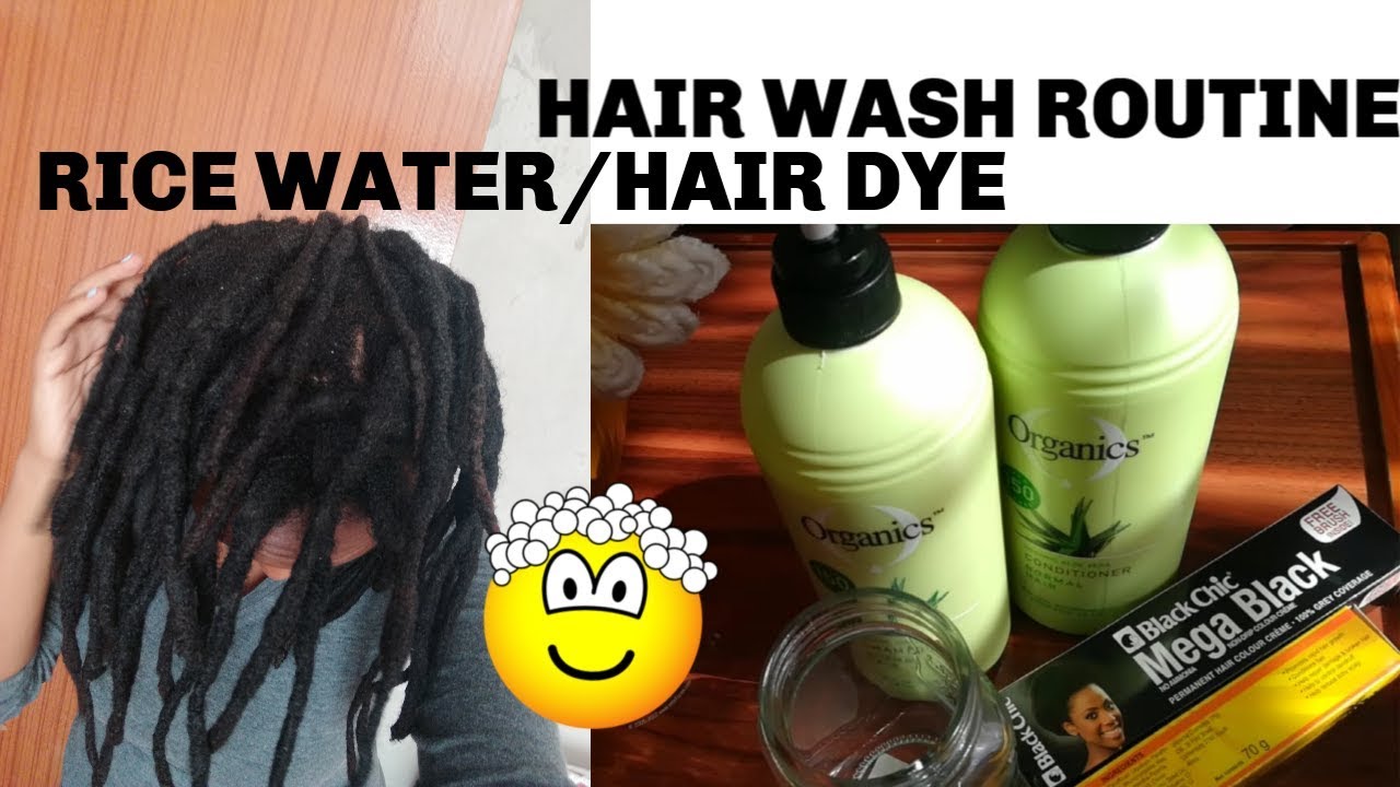 MY HAIR WASH DAY || RICE WATER || BLACK HAIR DYE || SOUTH AFRICAN ...