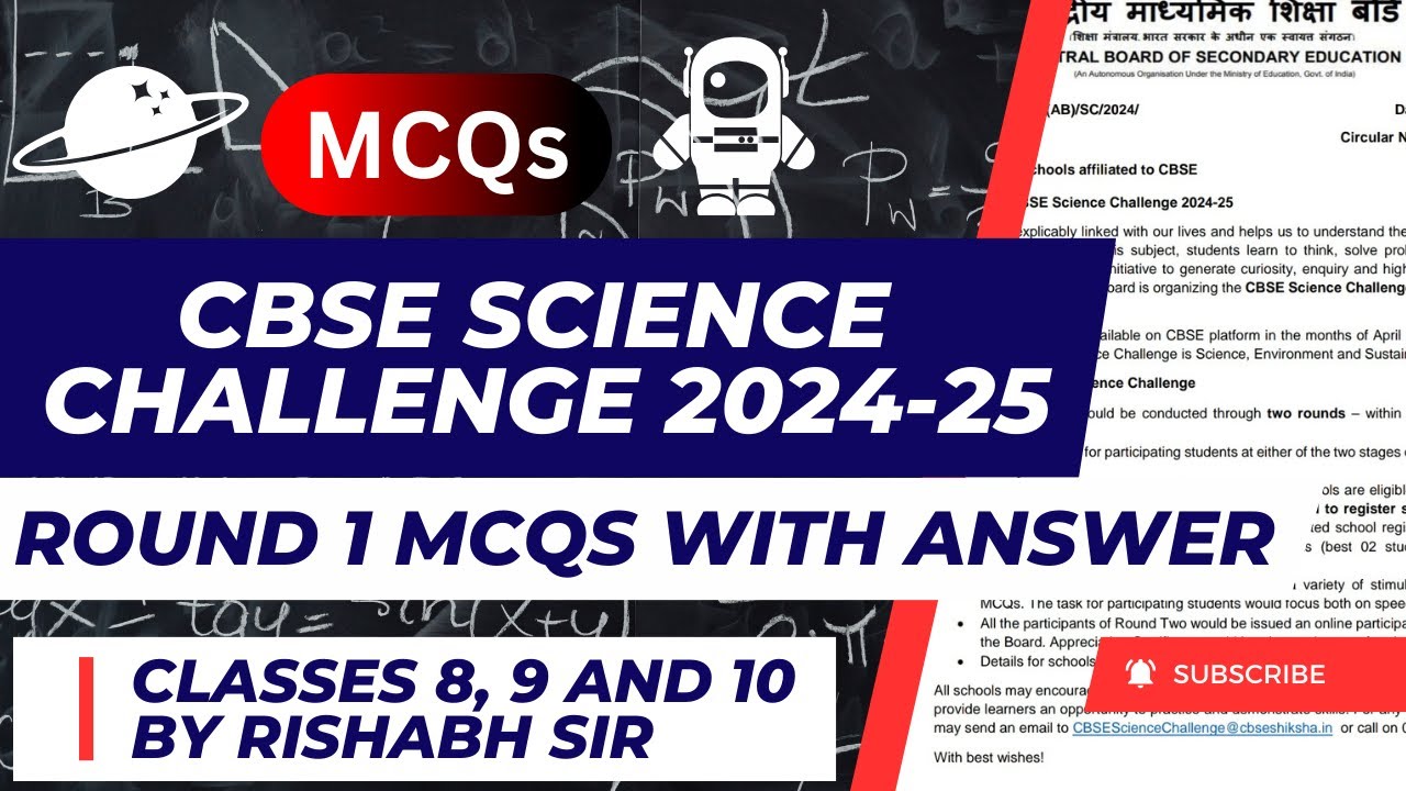 CBSE Science Challenge 2024-25 | ROUND 1 MCQs with Answer | Science ...