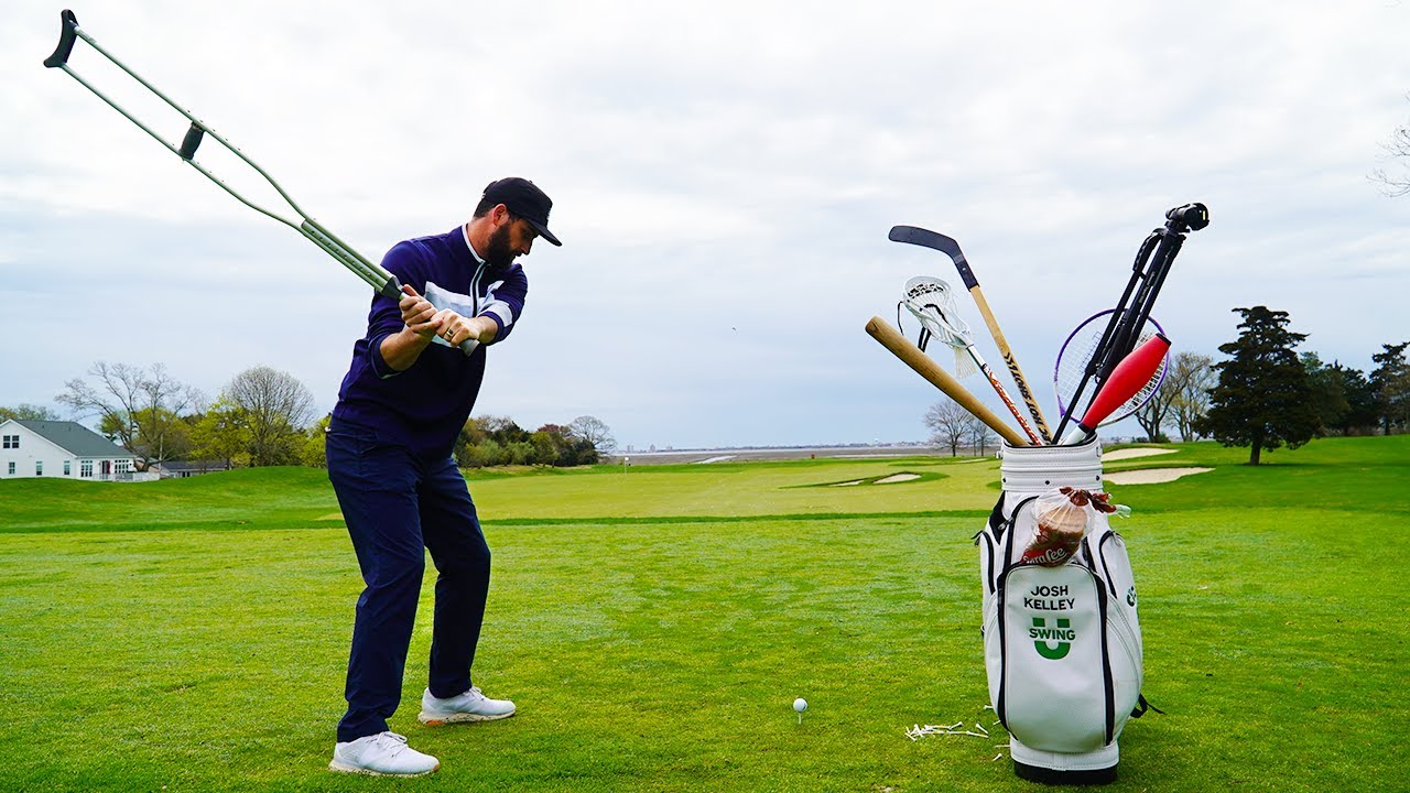 RANDOM OBJECT GOLF LONG DRIVE CHALLENGE! Ft. Josh Kelley - YouTube