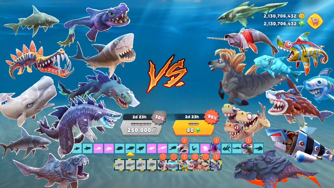 Hungry Shark Evolution - Normal Sharks Vs Special Power Sharks Ability - All 28 Sharks Unlocked ...