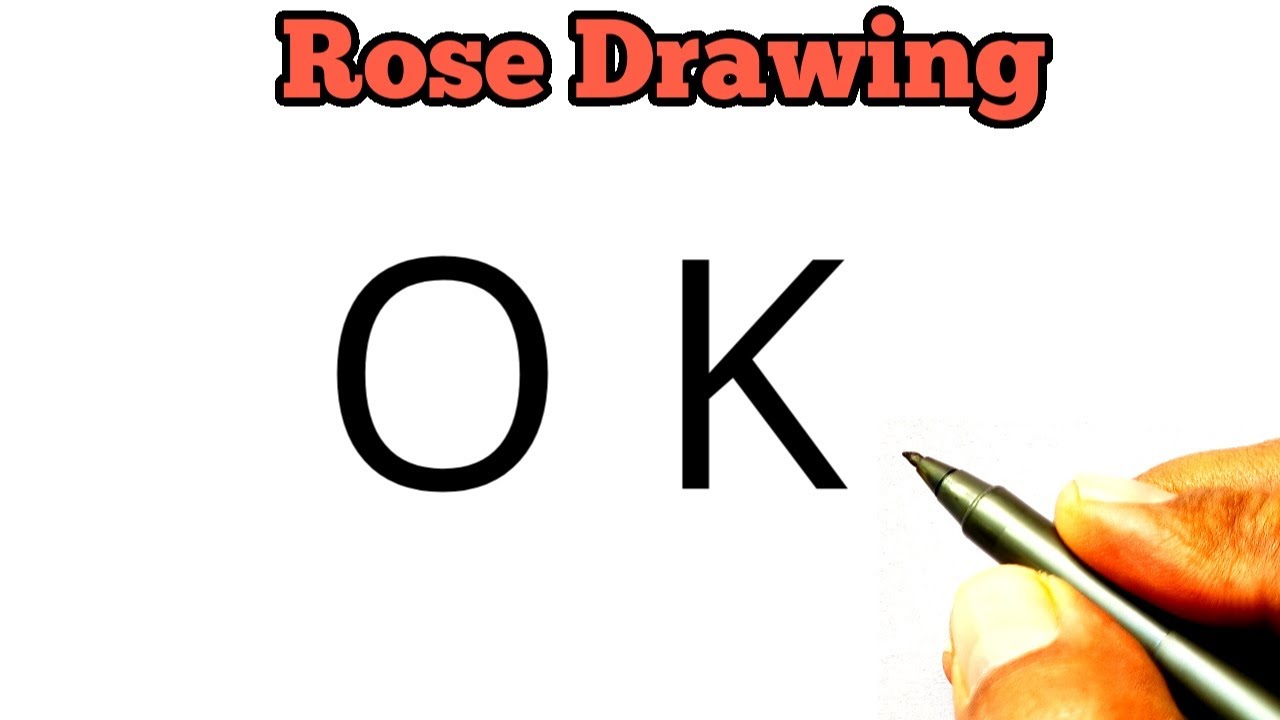 Rose Drawing from letter ok | Easy Rose drawing for beginners | Letter ...