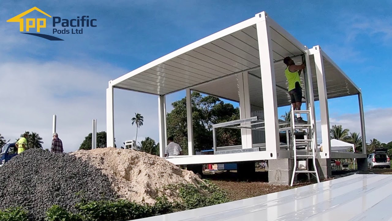 Pacific Pods time lapse video - modular building Fiji - YouTube