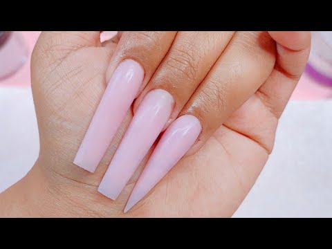 HOW TO: SHAPE, APPLY ACRYLIC, FILE & SHAPE C CURVE NAIL TIPS/ FOR ...