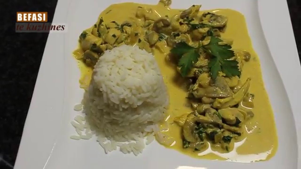 FILE PULE DHE KËRPUDHA NE SALCË TË BARDHË - YouTube