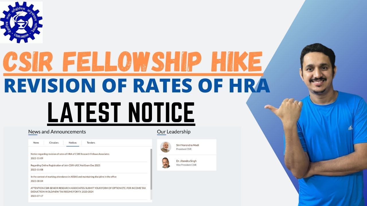 CSIR FELLOWSHIP HIKE NOTICE!! | CSIR HRA REVISION RATES!! | CSIR NET ...