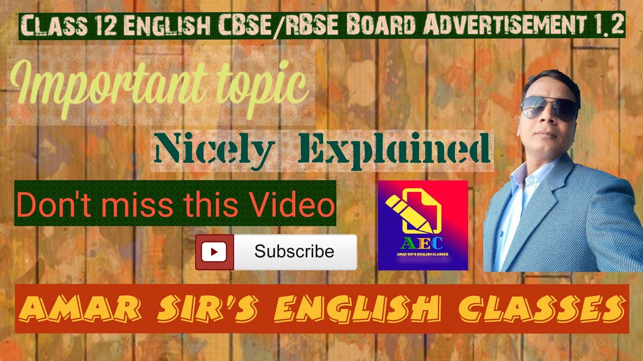 Class 12 English CBSE/RBSE Board Advertisements - YouTube