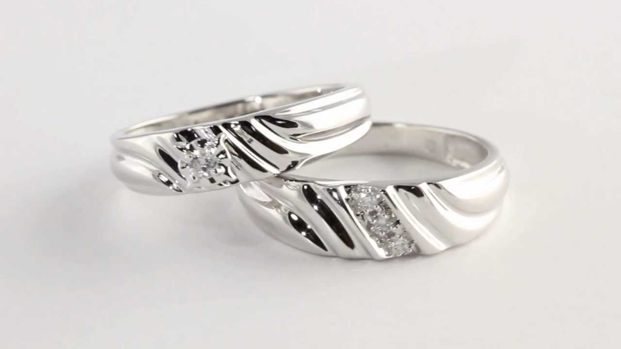 10k White Gold 2-Piece Diamond Wedding Ring Set - YouTube