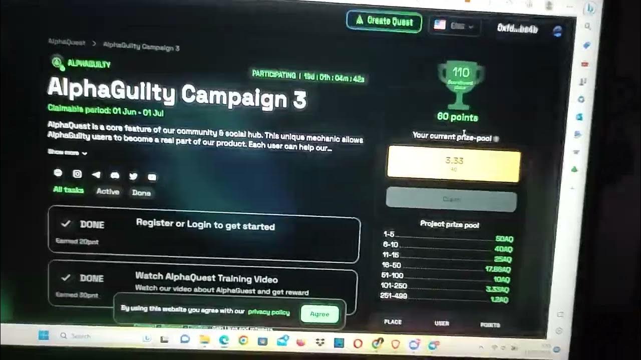 airdrop alphaguilty, mirip galxe questn layer3 trantor bitmetis - YouTube