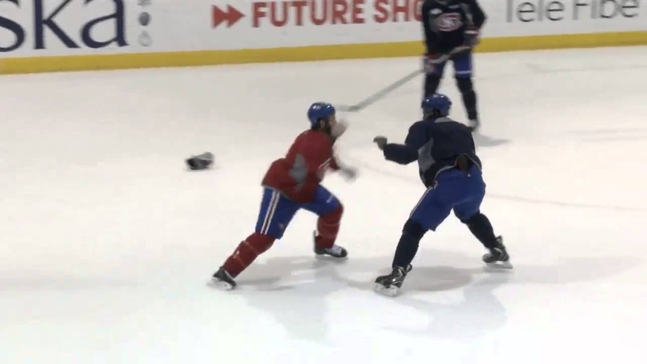 PK Subban and Brandon Prust fighting at Habs practice december 16th ...