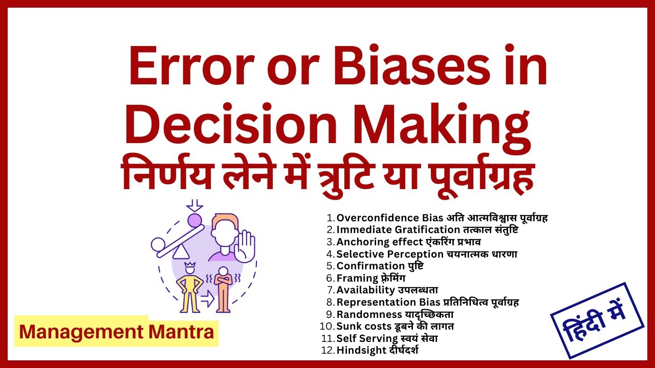 Biases and Errors in Decision Making| Organizational Behavior MBA, BBA ...