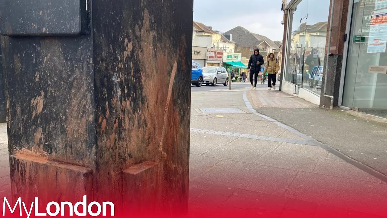 North London neighbourhood covered in blood-red spit on bins, walls and ...