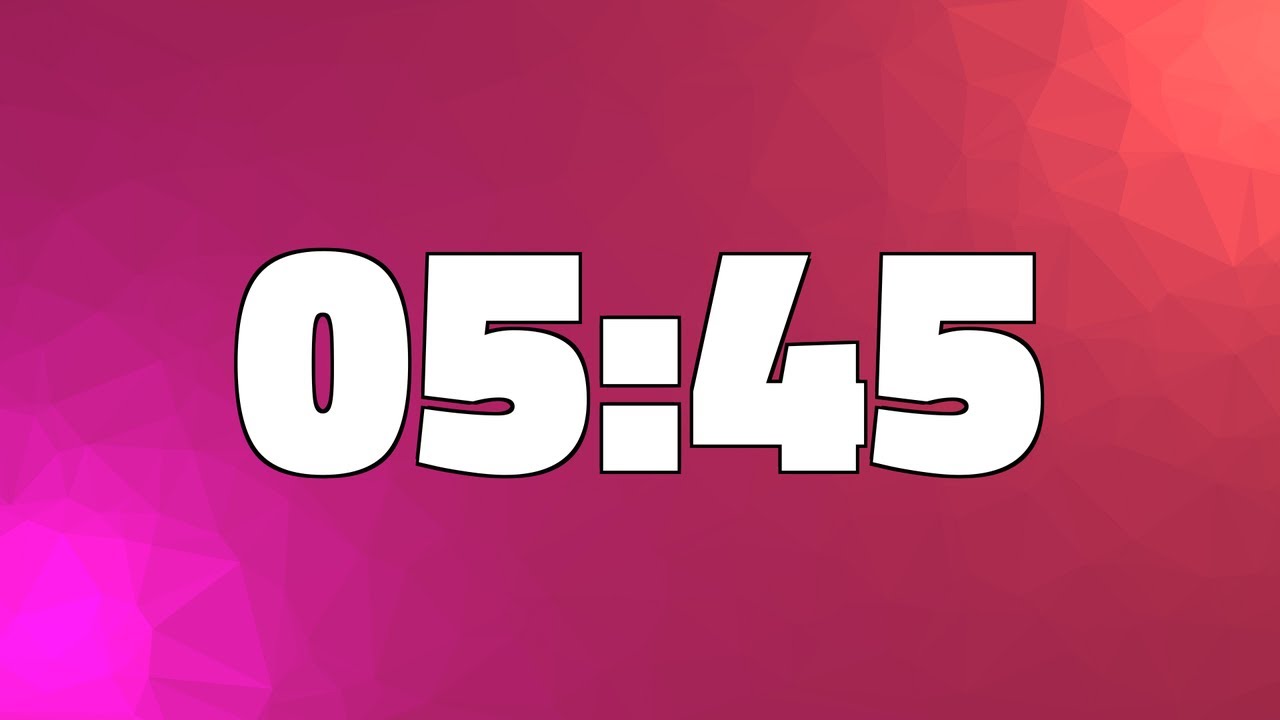 5 MINUTES AND 45 SECONDS TIMER [345 seconds - Pink Triangles Background ...
