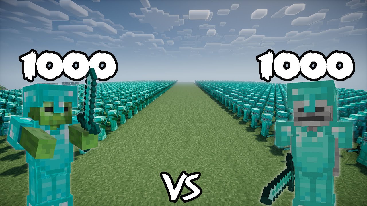 1000 Diamond Zombies Vs 1000 Diamond Skeletons | Minecraft | - YouTube