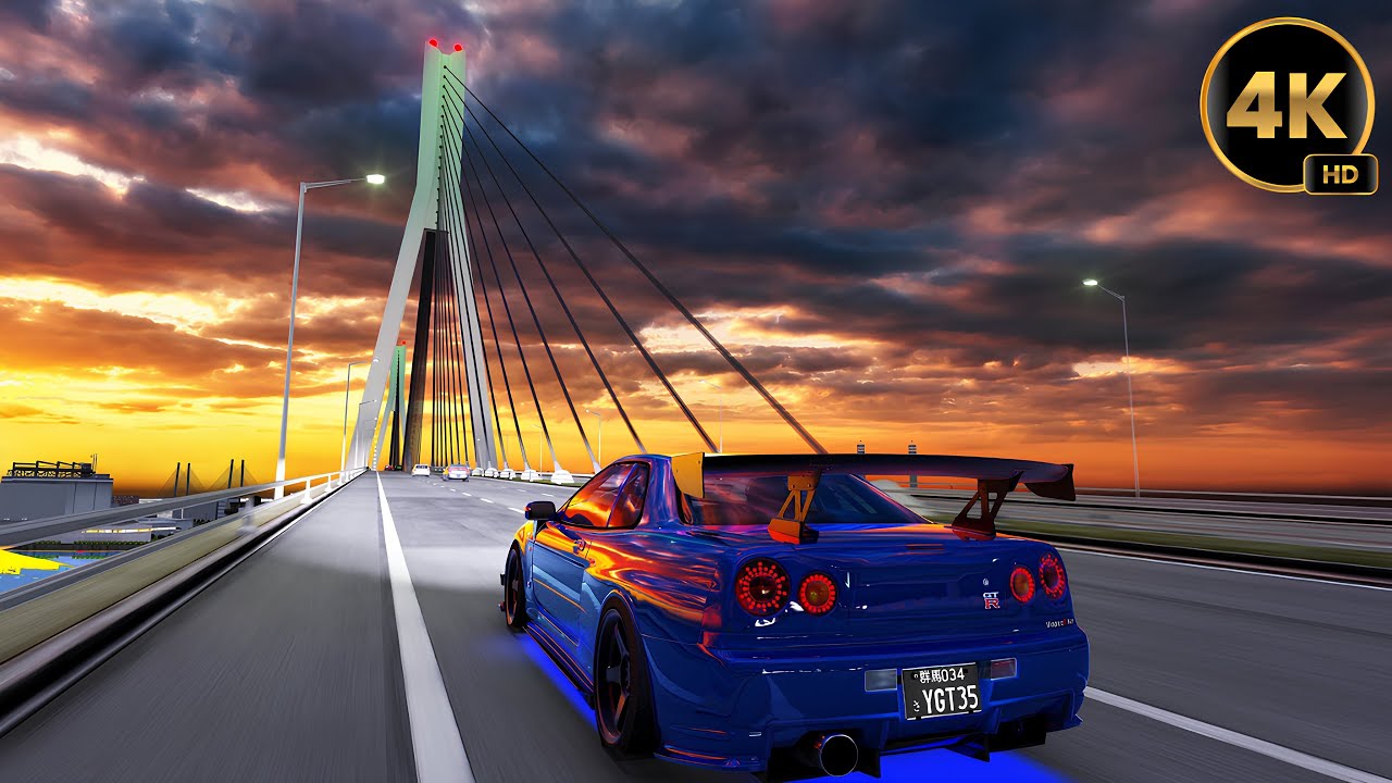 914HP & Skyline GT-R R34 | Sunset Relaxing Drive | Assetto Corsa | 4K ...
