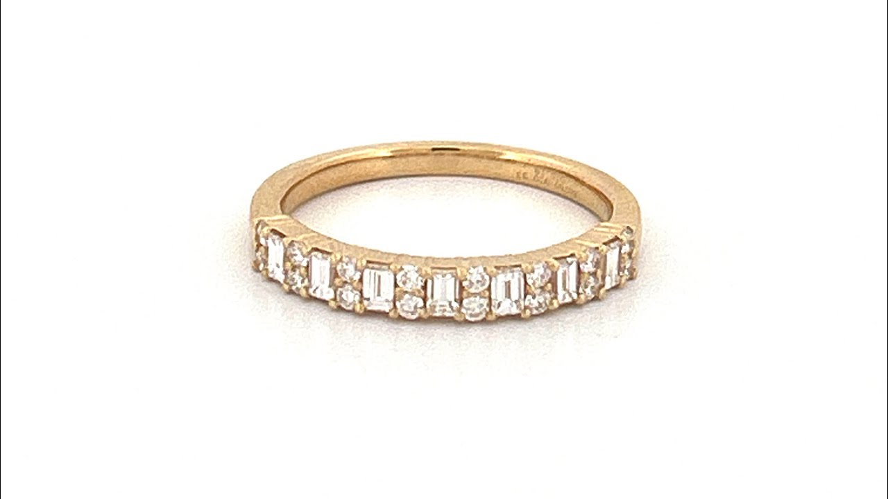 14K Gold Baguette and Duo Round Diamond Fashion Band - YouTube