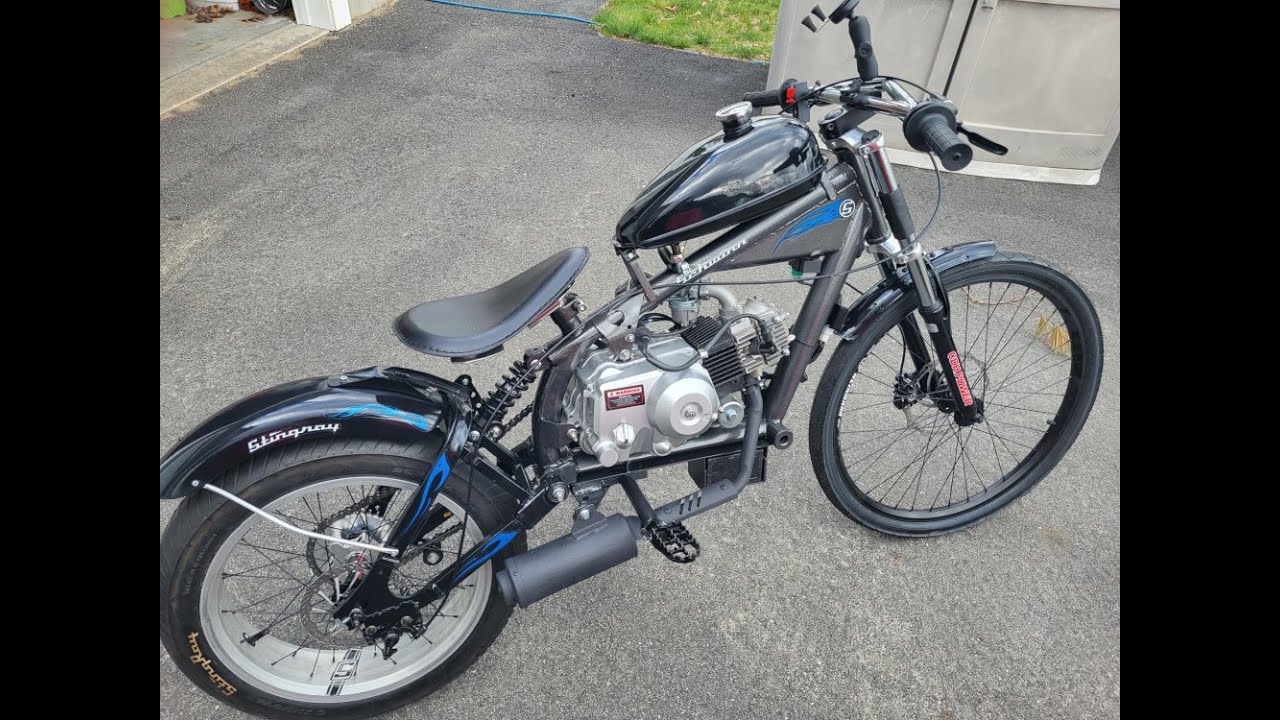 110cc custom schwinn occ chopper minibike build video 2023 - YouTube