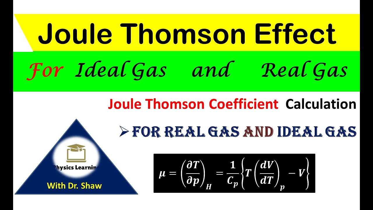 Joule Thomson Effect for ideal and Real Gas | J-T coefficient for ideal ...