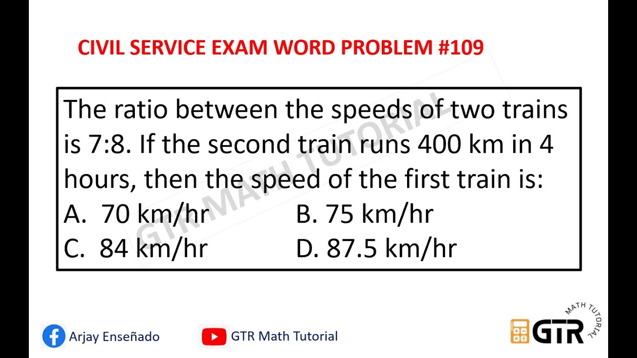 CIVIL SERVICE EXAM WORD PROBLEM #109 - YouTube