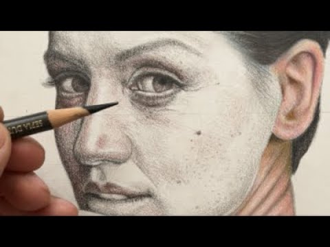 Live Realistic Portrait Drawing! How to Draw, Blend Colored Pencil ...