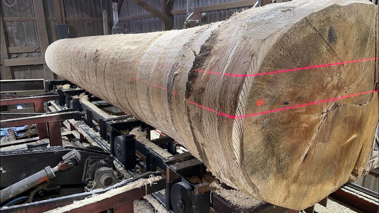 Saw-Milling and Explaining a 27 Inch Diameter Poplar Log!! Sawing in ...