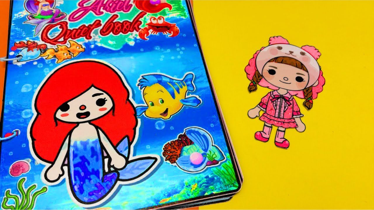 [papertoys] Decorate sticker Ariel Quiet Book so cute 🌈🌈🌈 Unbox ~ ASMR ...