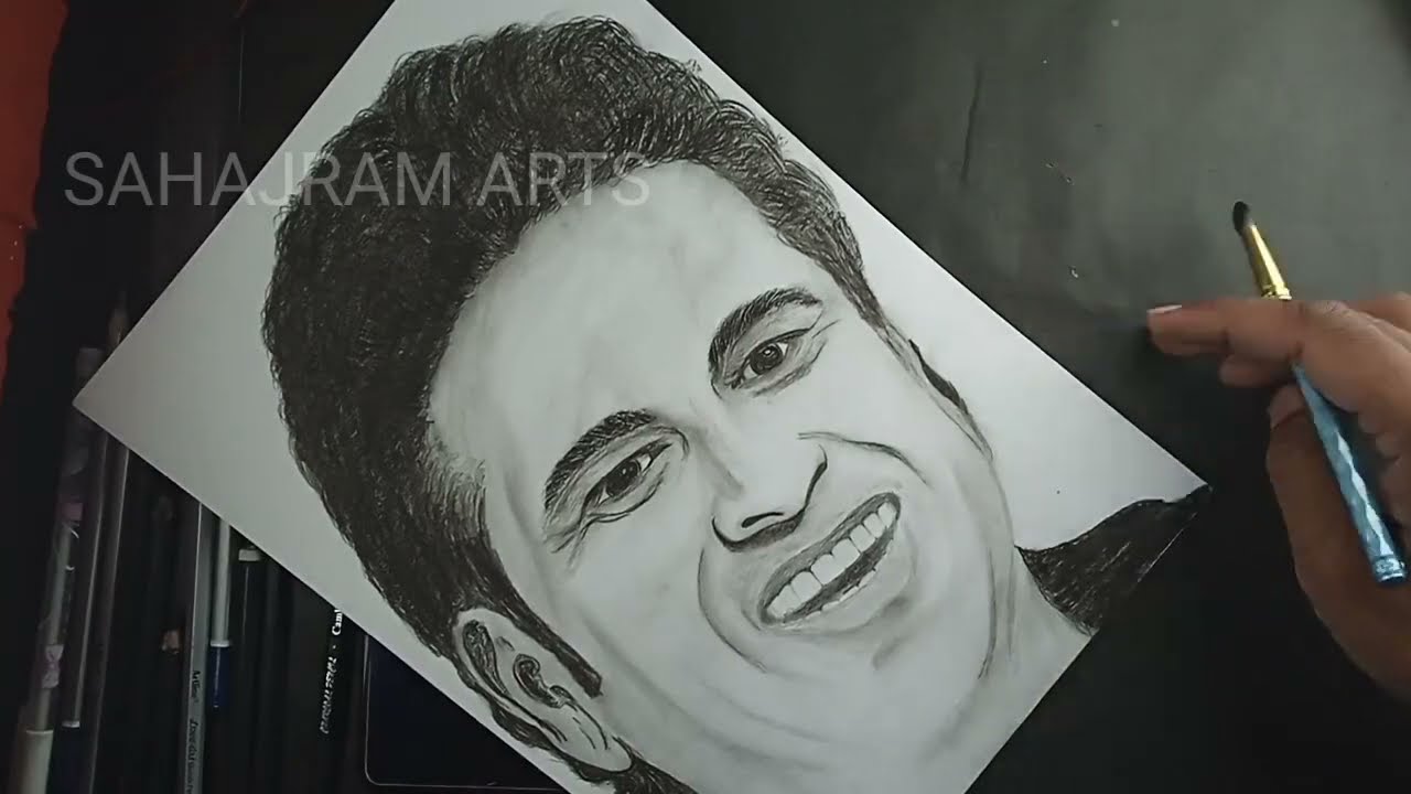 How to draw Sachin tendulakar Portrait step by step #sahajram_Arts ...