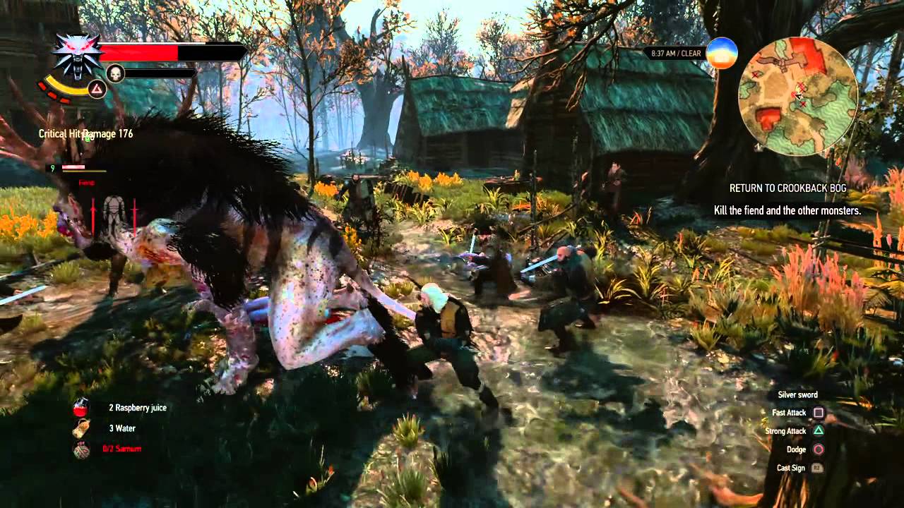 The Witcher 3: Wild Hunt defeating Fiend - YouTube
