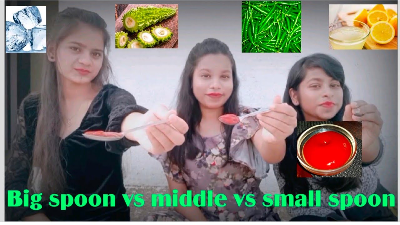 Big spoon vs middle vs small spoon challange 😱 see our reactions dosto ...