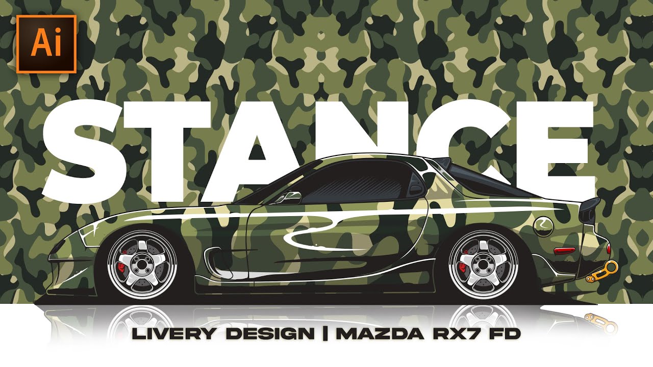Mazda Rx7 FD Camo Livery | SPEED ART | ILLUSTRATOR - YouTube