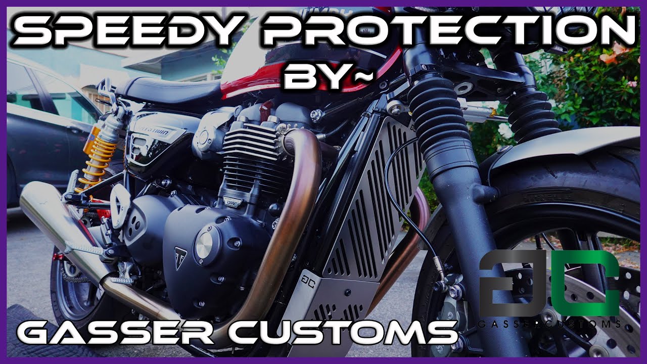 Triumph Speed Twin Gasser Customs Skid Plate & Radiator Guard install ...