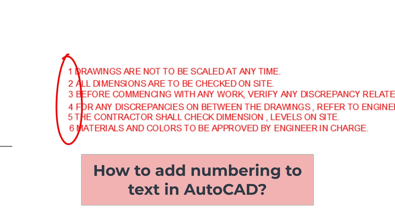Add numbering to text in autocad - YouTube