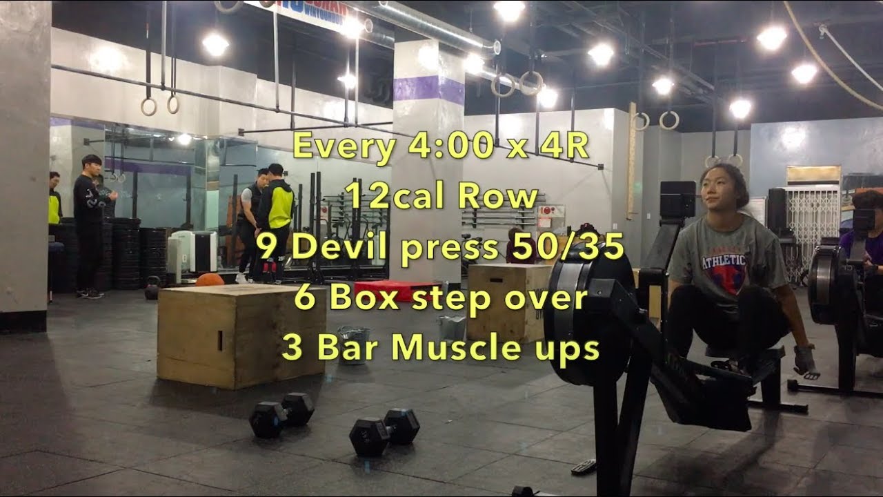 WOD_MJ - Row/ devil press/ box step over/ bar muscle up - YouTube