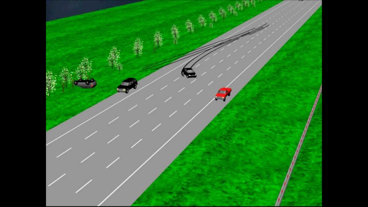 3-D Accident Simulation of a Rollover Wreck on the Intersate - YouTube